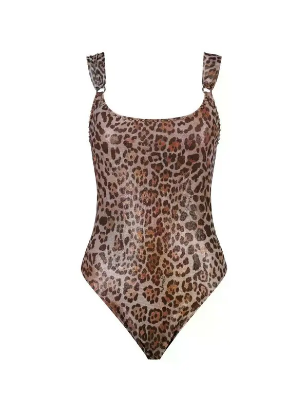 PIN-UP STARS Leopard-print One-piece Swimsuit - Neutrals