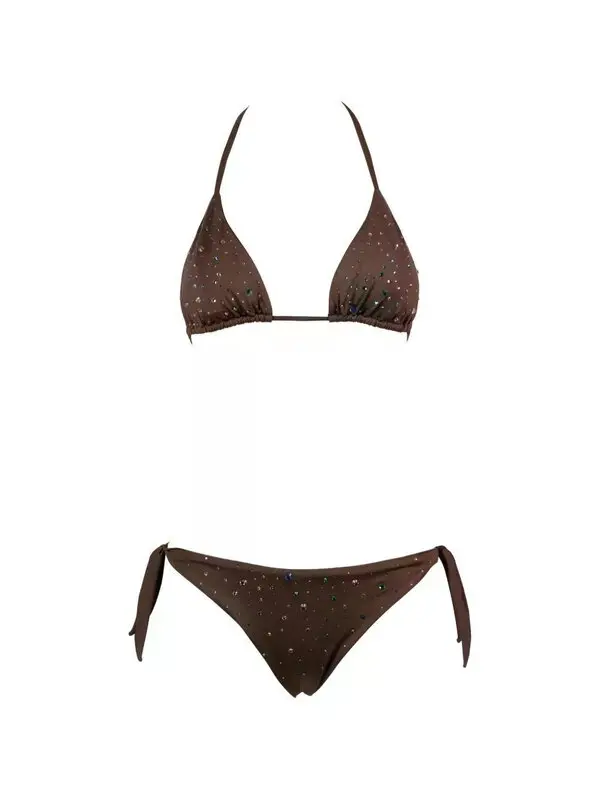PIN-UP STARS Embellished Bikini - Brown