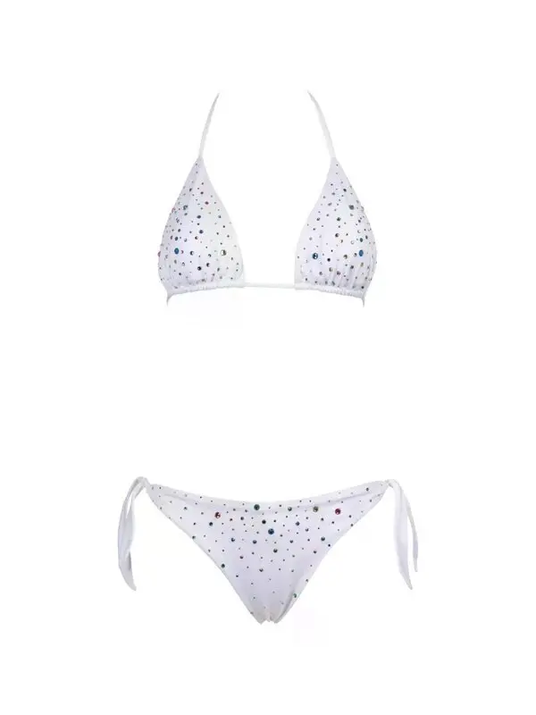 PIN-UP STARS Embellished Tie Bikini - White
