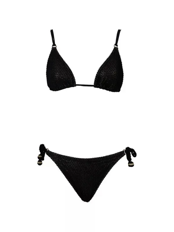 PIN-UP STARS Embellished Tie-side Bikini - Black
