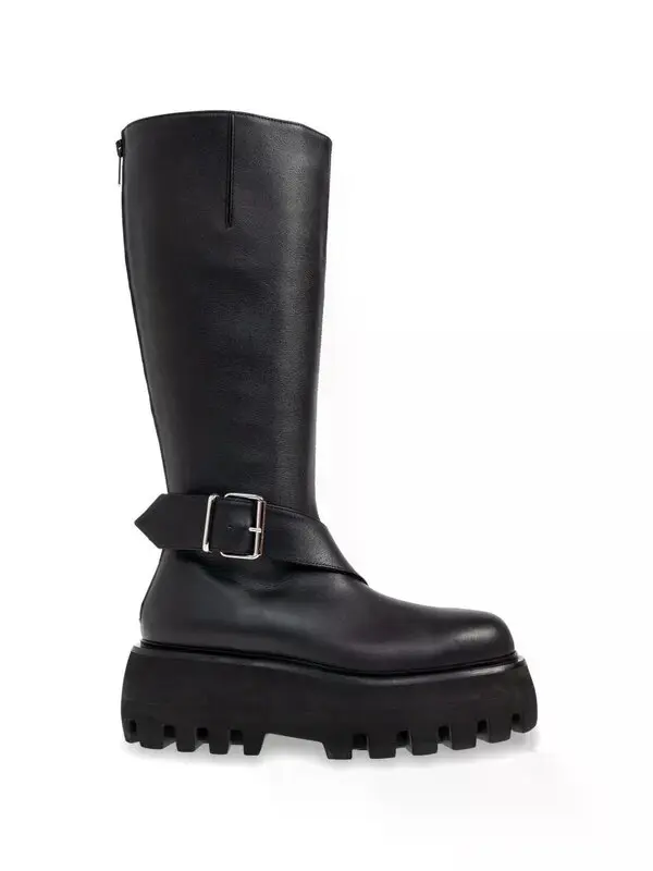 Alexander McQueen Buckle Platform Biker Boots - Black