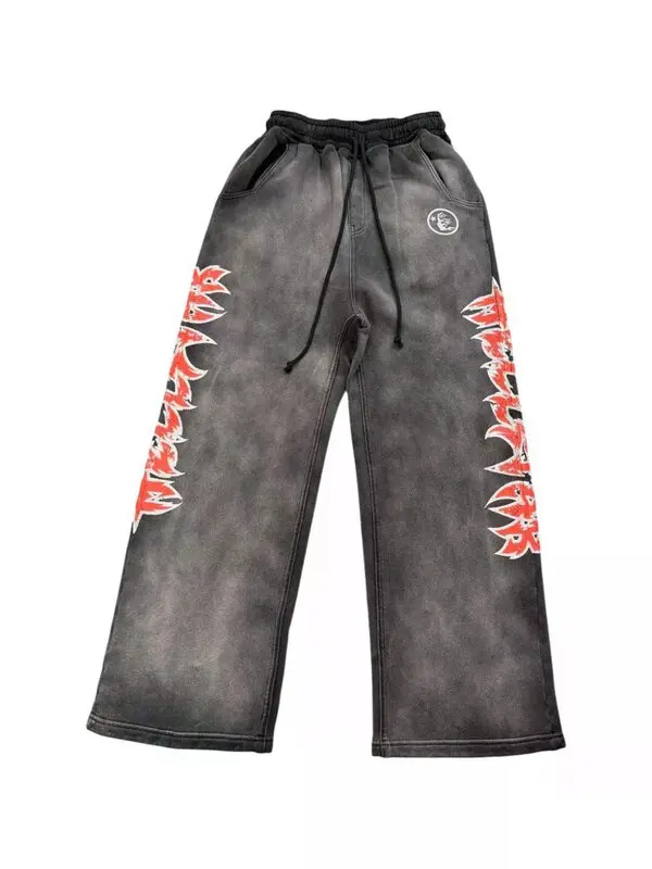 HELLSTAR Stadium Stars Shine Graffiti Black Track Pants - Grey