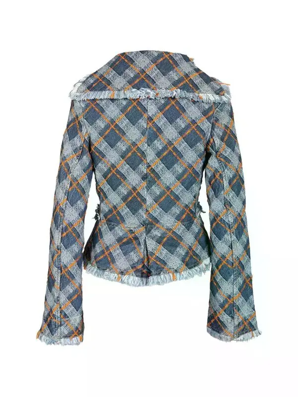 VIVIENNE WESTWOOD Fringed-trim Checked Cotton Jacket