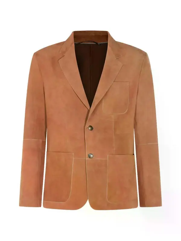 Canali Single-breasted Suede Jacket - Brown