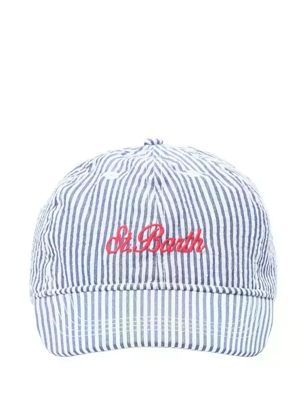 MC2 SAINT BARTH Seersucker Striped Baseball Cap - White
