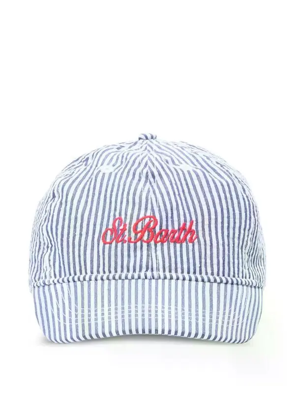 MC2 SAINT BARTH Seersucker Striped Baseball Cap - White
