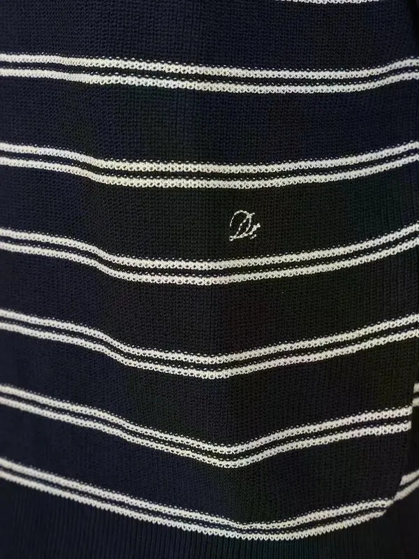 DUNST Striped Knit Polo - Blue
