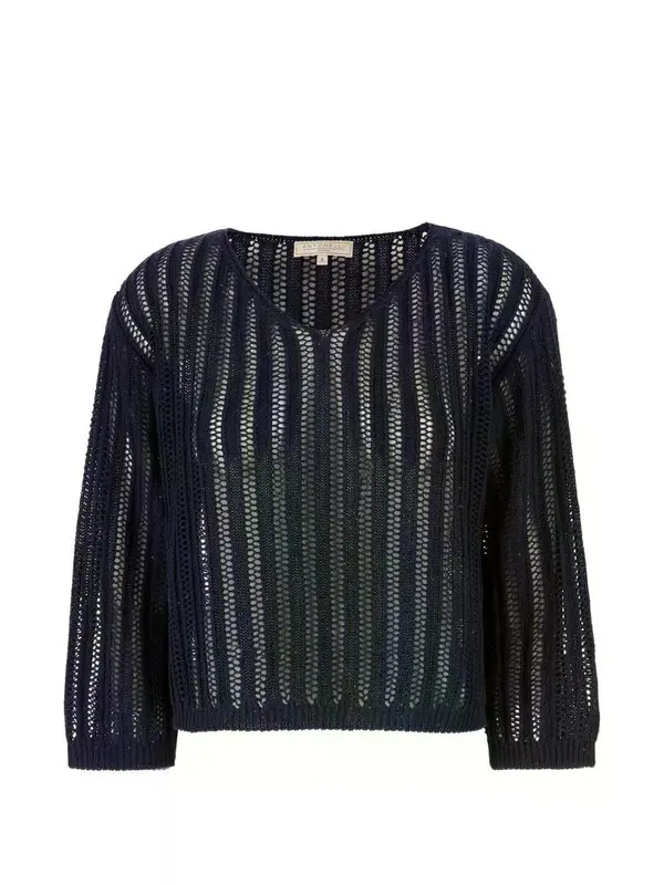Antonelli Firenze V-neck Open Knit Sweater - Blue
