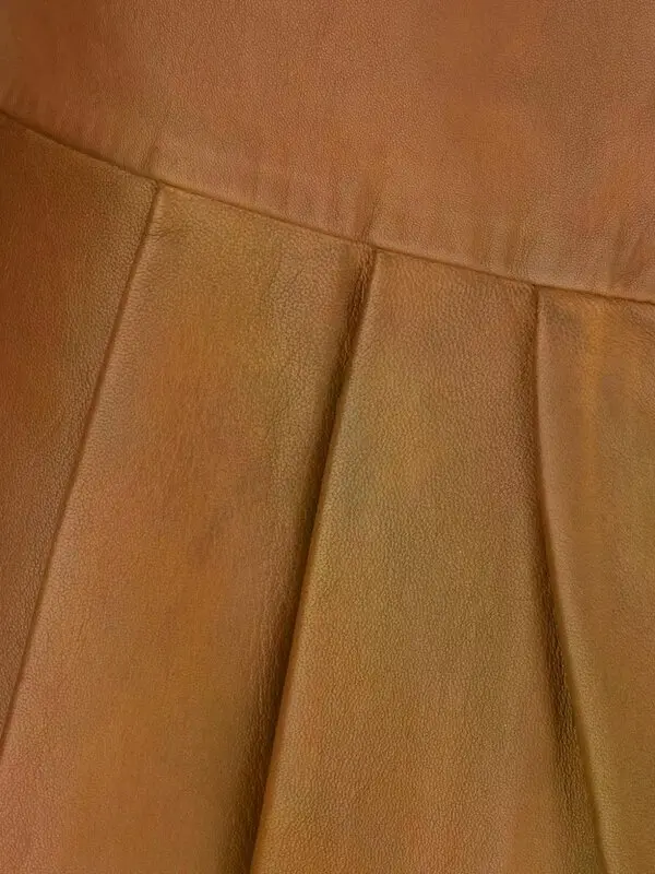 Iceberg Pleated Leather Mini Skirt