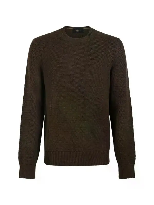 BOSS Textured Knit Sweater - Brown