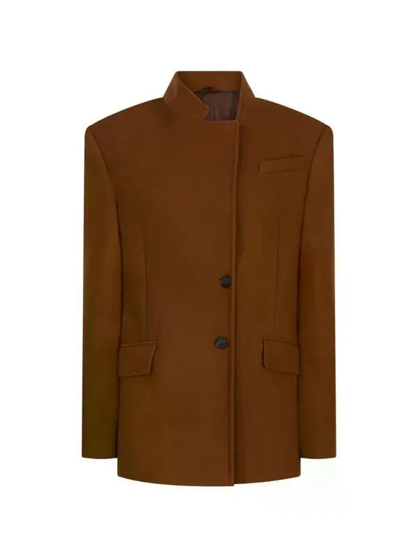 Attico Single-breasted Twill Coat - Brown