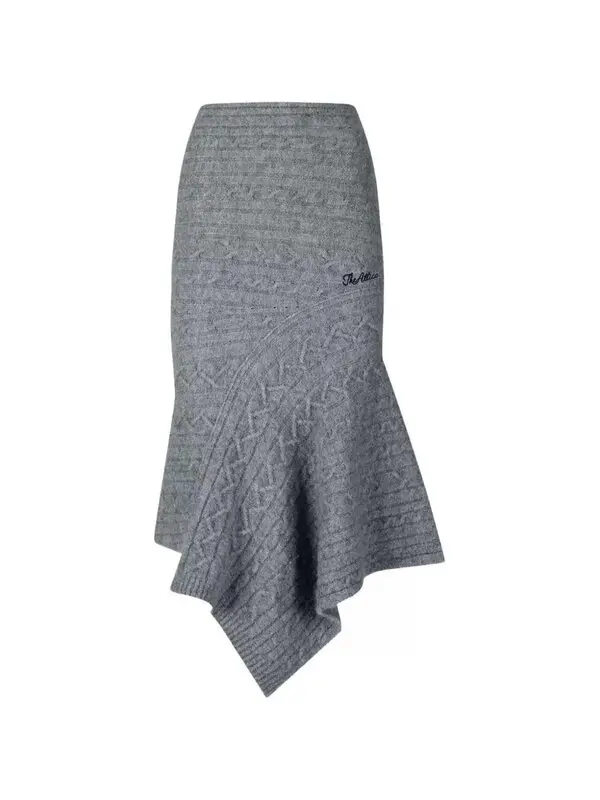 Attico Cable-knit Midi Skirt - Grey