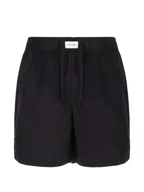 ENTIRE STUDIOS Logo-patch Cotton Shorts - Black