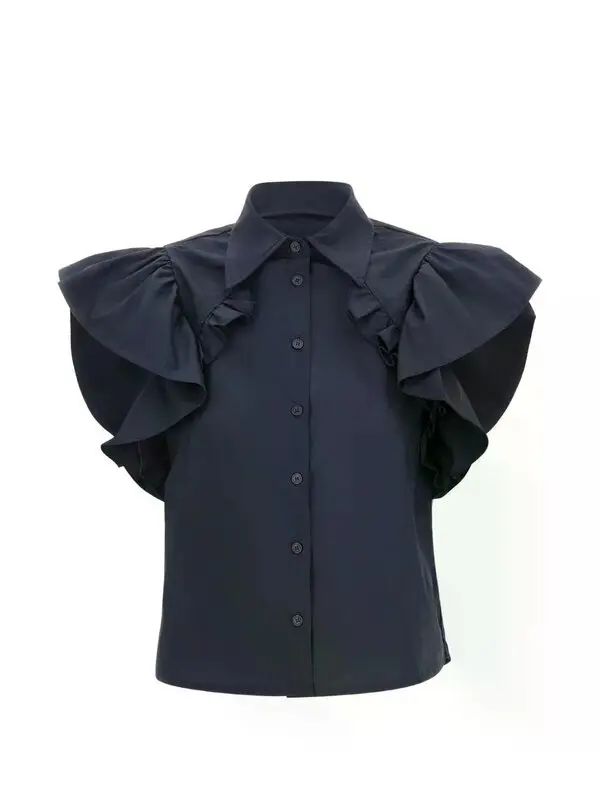 KAOS Ruffled Button-down Shirt - Blue