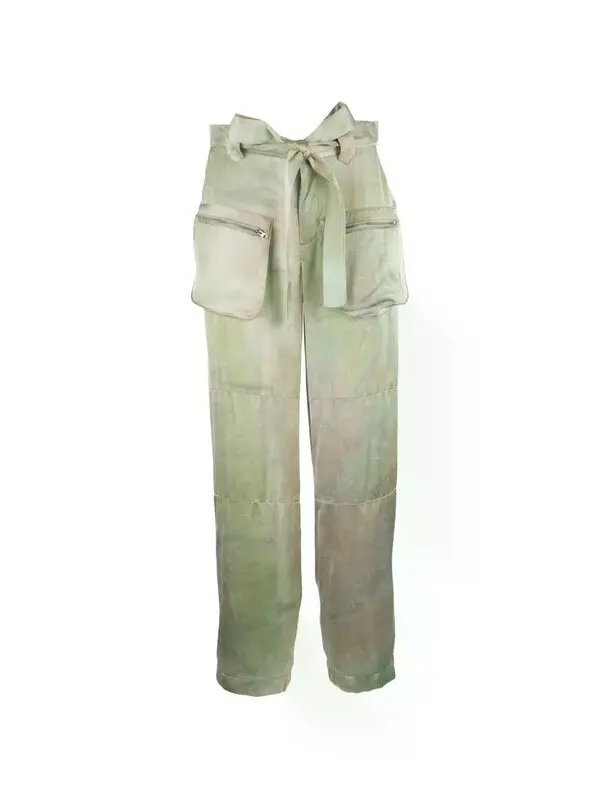 LES FILLES D'EVA High-waisted Trousers With Zip Pockets - Green