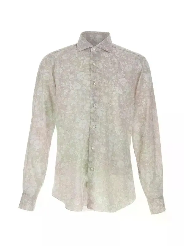 BARBA NAPOLI Floral-print Button Shirt - Neutrals