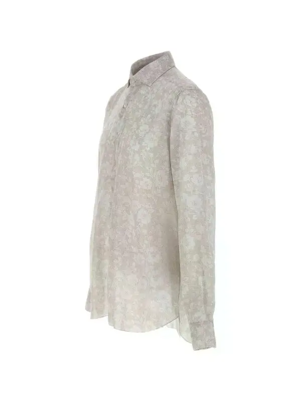 BARBA NAPOLI Floral-print Button Shirt - Neutrals