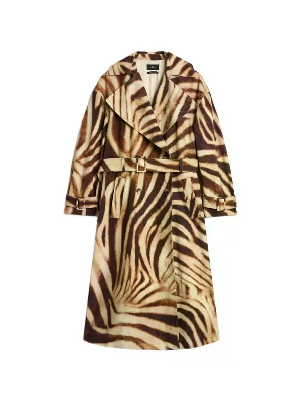 7 For All Mankind Zebra-pattern Trench Coat - Neutrals