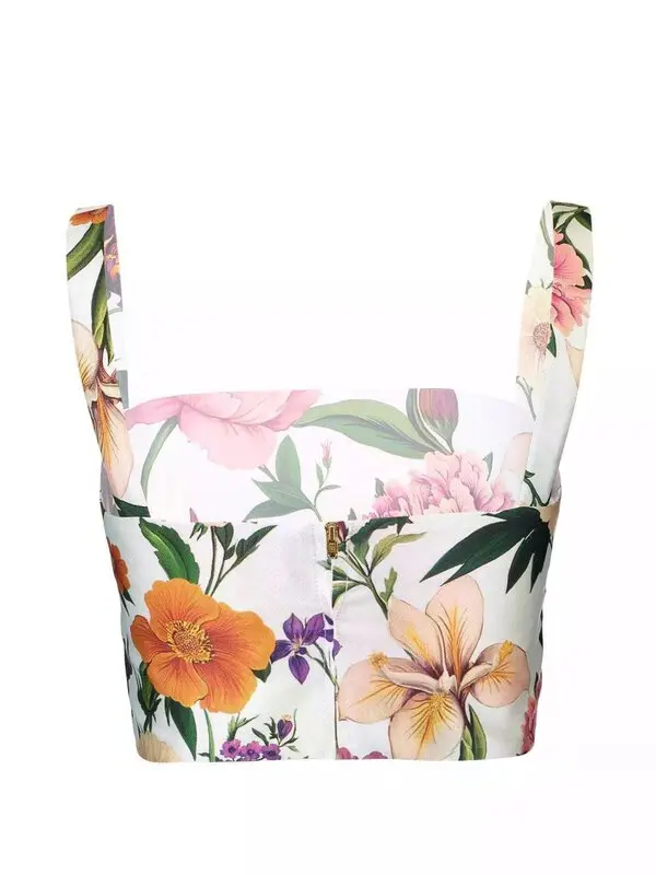 Borgo De Nor Floral-print Crop Top - White
