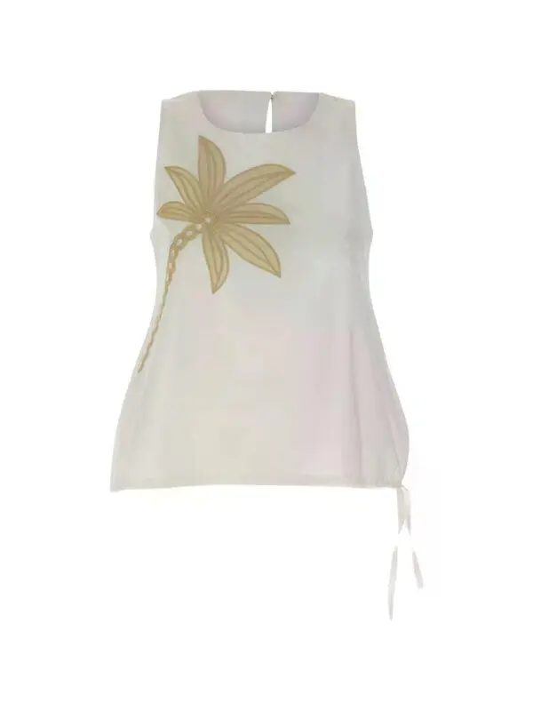 KAOS Palm-embroidered Drawstring Top - White