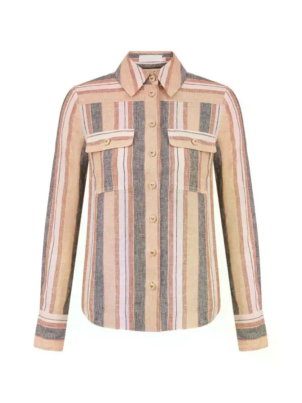 Zimmermann Wanderlust Striped Shirt - Neutrals
