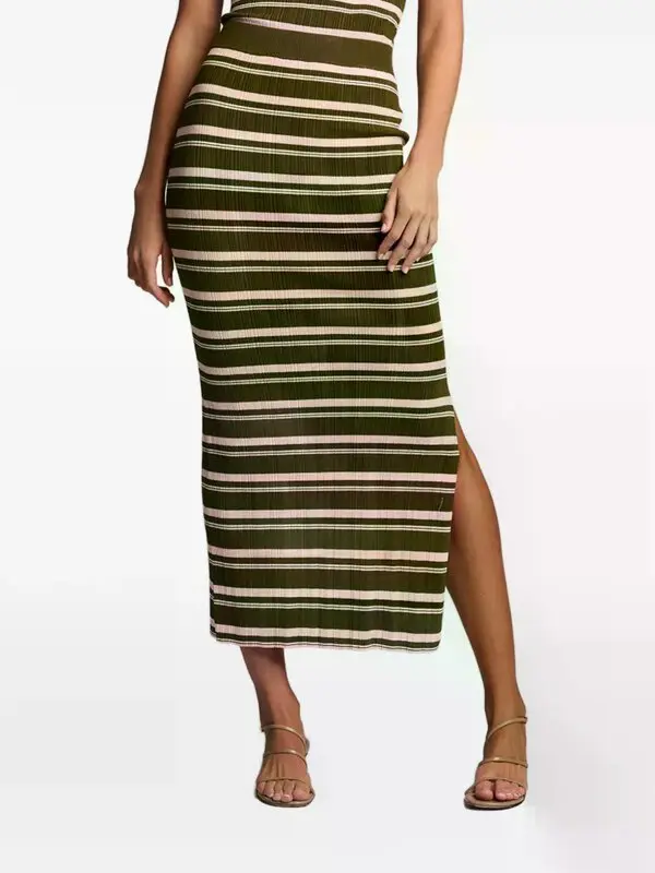 HEVRON Striped Knit Skirt - Green