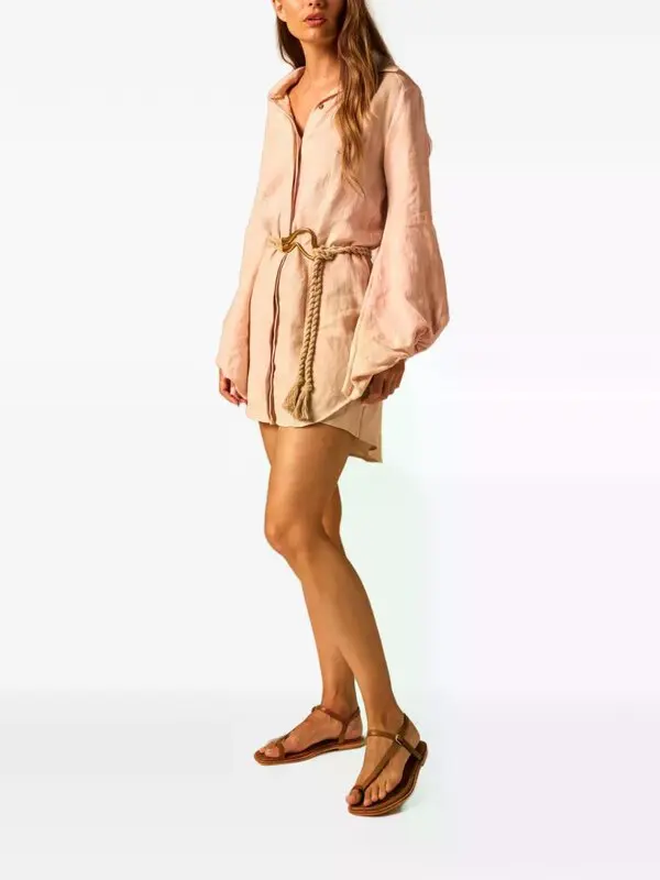 JBQ Long-sleeve Belted Mini Dress