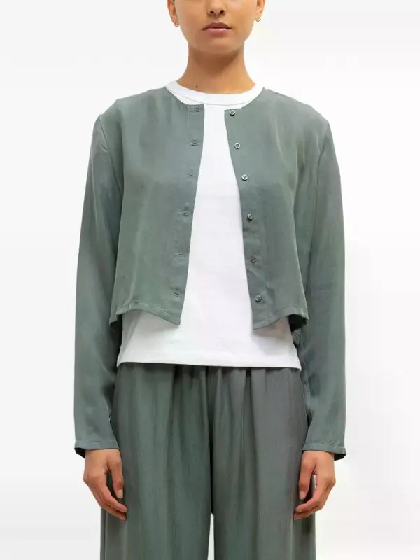 LESET Kim Buttoned Cropped Top - Green