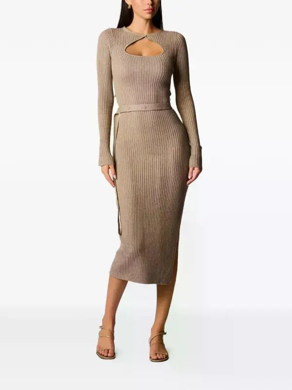 HEVRON Asher Cutout Ribbed Dress - Neutrals