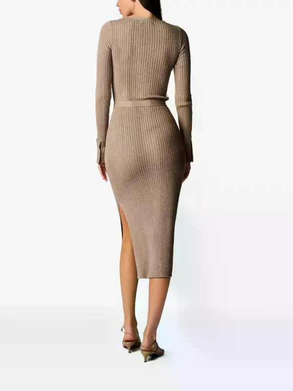 HEVRON Asher Cutout Ribbed Dress - Neutrals