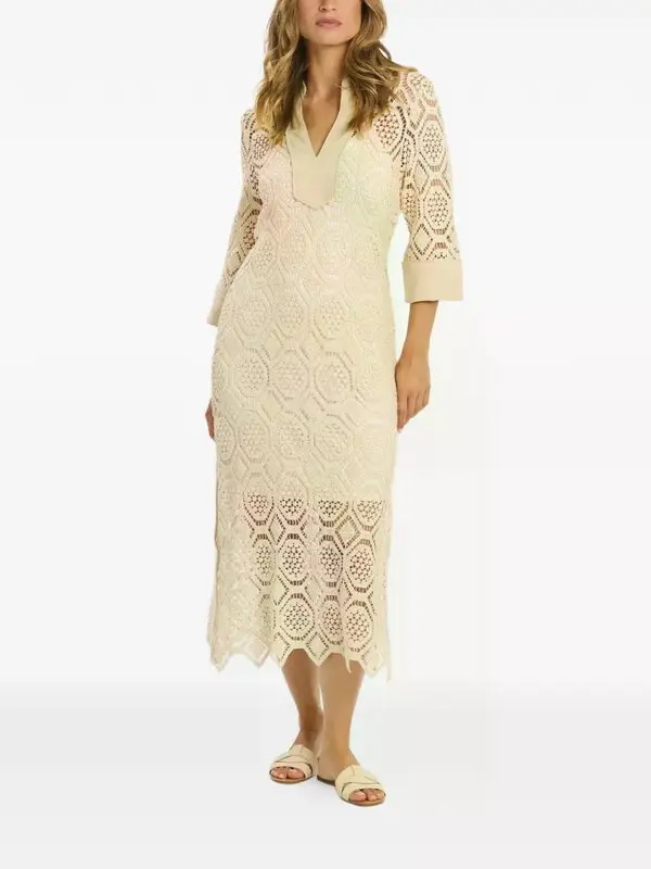 Miss June Geometric Lace Maxi Dress - Neutrals