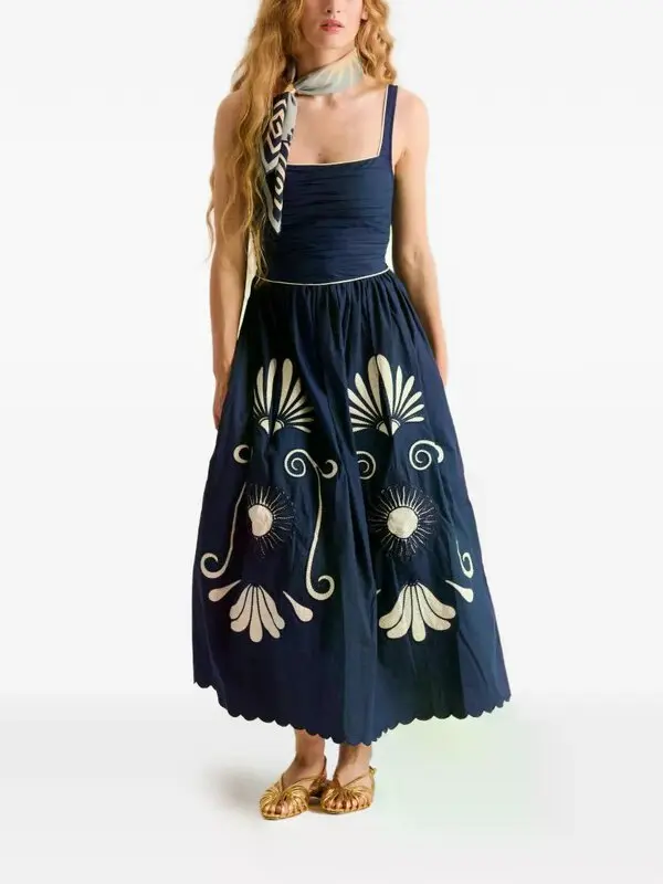 Carolina K Almara Embroidered Midi Dress - Blue