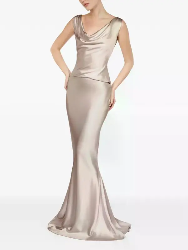 ALEXIA & ANTONIA Bias-cut Silk Maxi Skirt