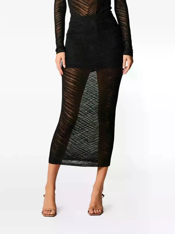 HEVRON Paisley Midi Skirt - Black