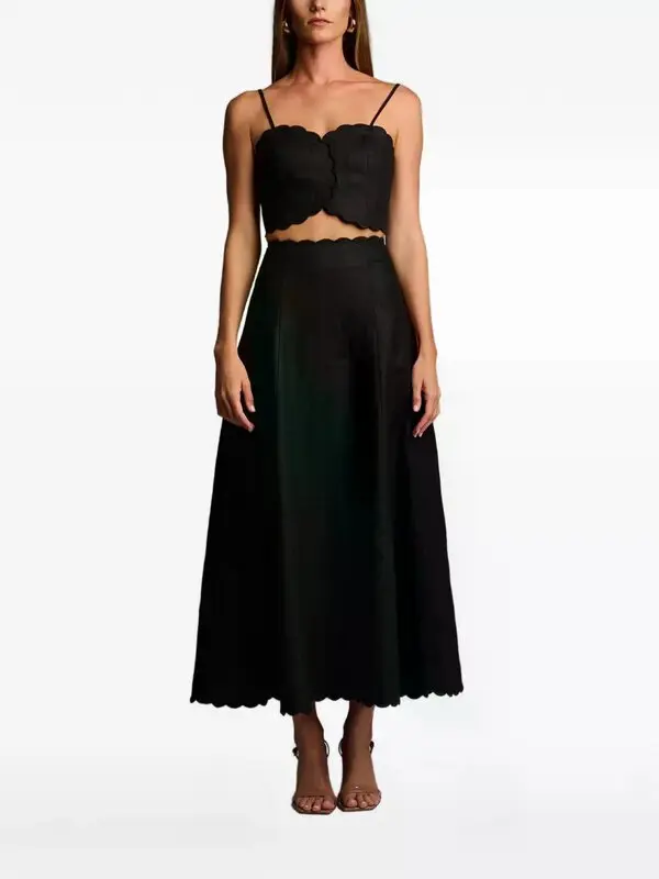 HEVRON Delilah Scalloped Crop Top - Black
