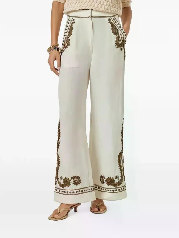 SCARLETT POPPIES Embroidered Palazzo Pants