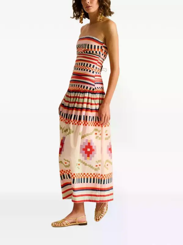 Carolina K Malla Striped-print Midi Dress - Neutrals