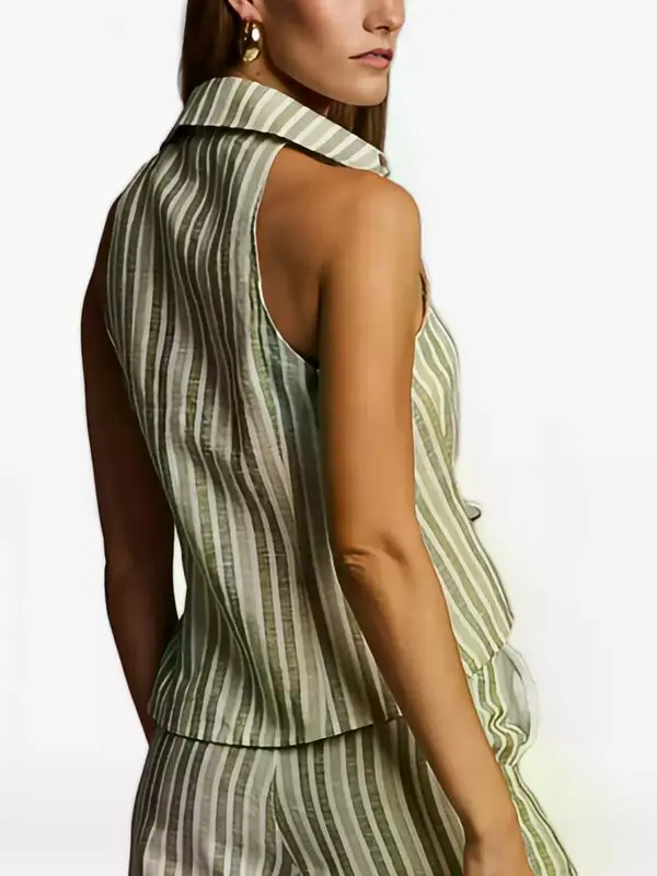 HEVRON Striped Halterneck Top - Neutrals