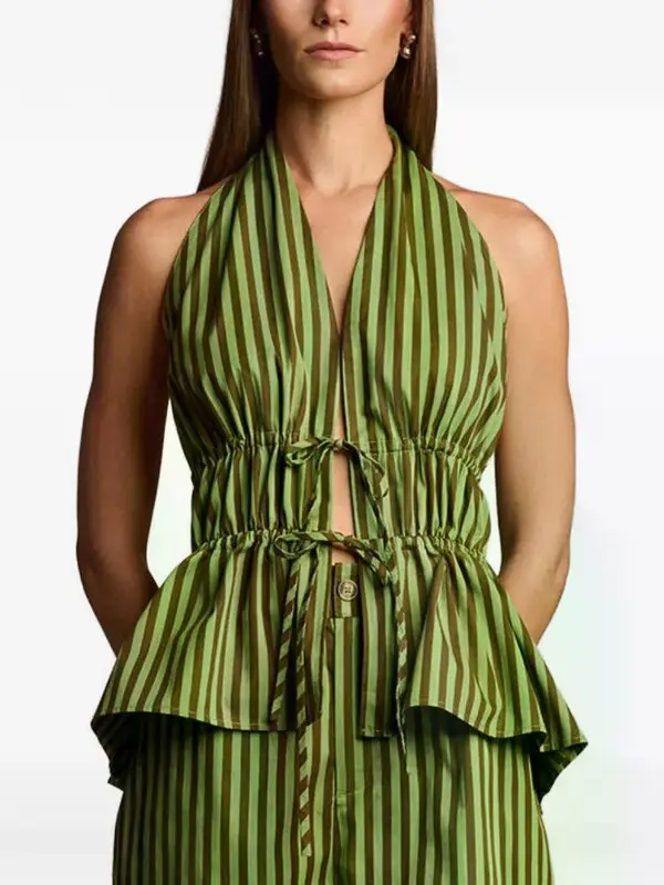 HEVRON Striped Tie Top - Green