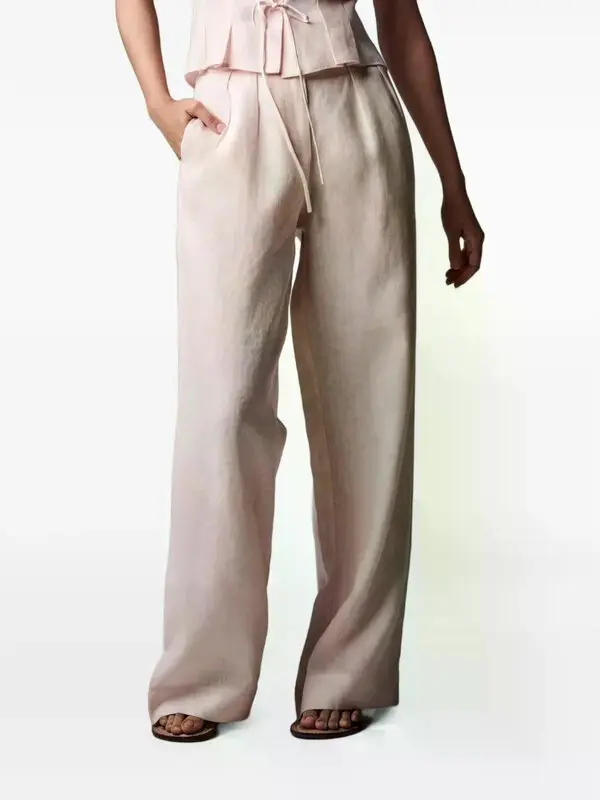 HEVRON Alina Drawstring Palazzo Pants - Neutrals