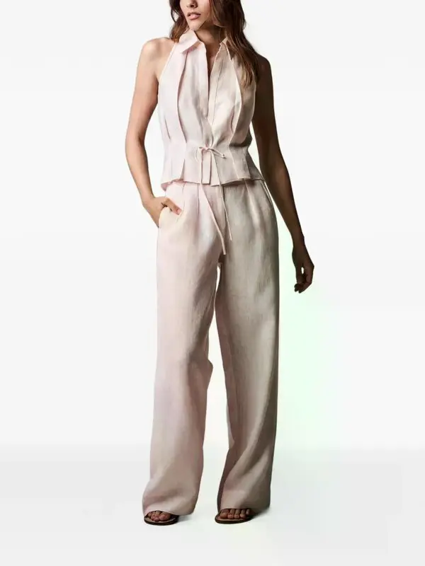HEVRON Alina Drawstring Palazzo Pants