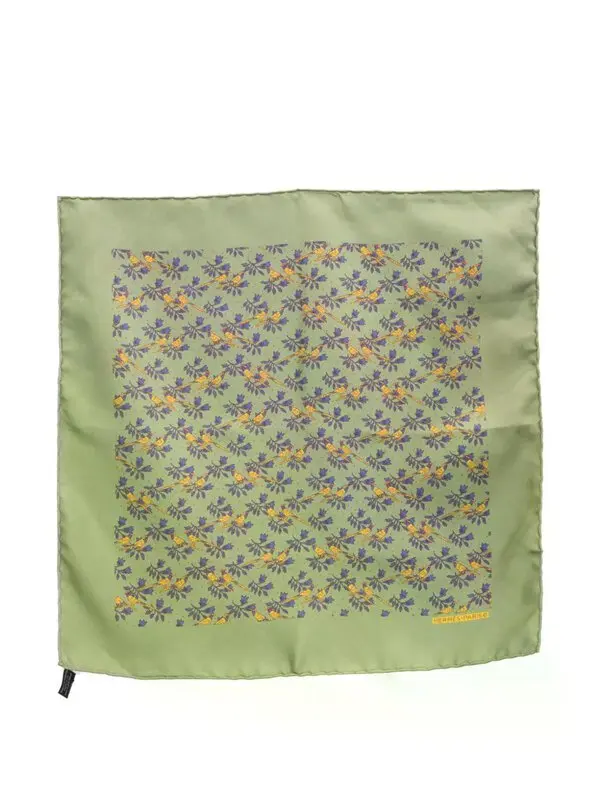 Hermès 1990s Gavroche Printed Silk Scarf - Green