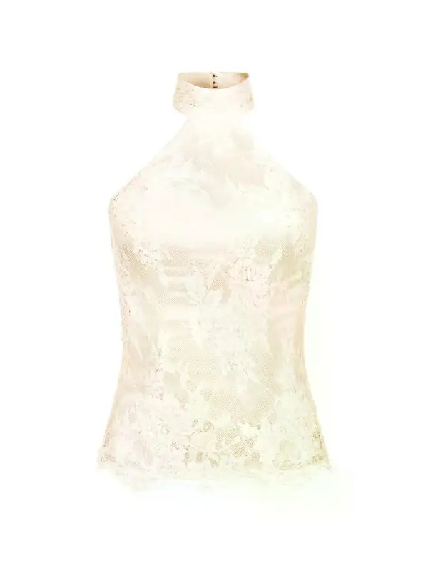 ALEXIA & ANTONIA Embellished Lace Halter Top