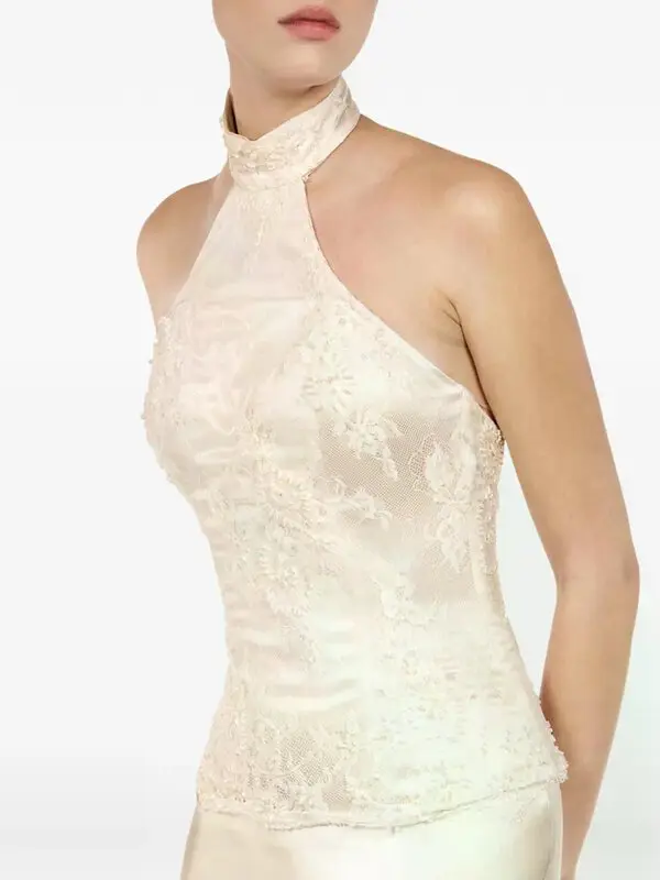 ALEXIA & ANTONIA Embellished Lace Halter Top