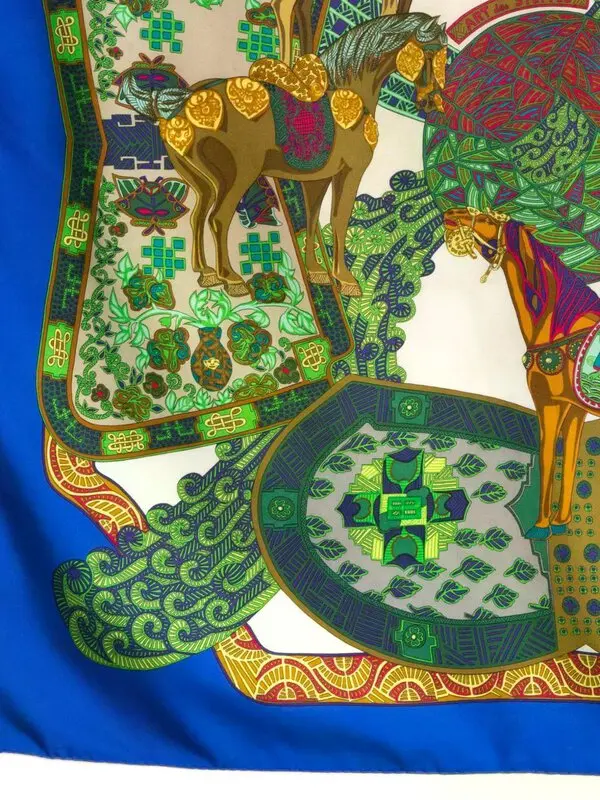 Hermès 1991 Art Des Steppes Graphic-print Silk Scarf - Blue