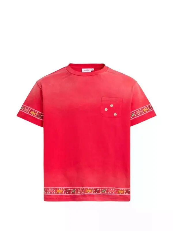 FOUND Embroidered Floral T-shirt - Red