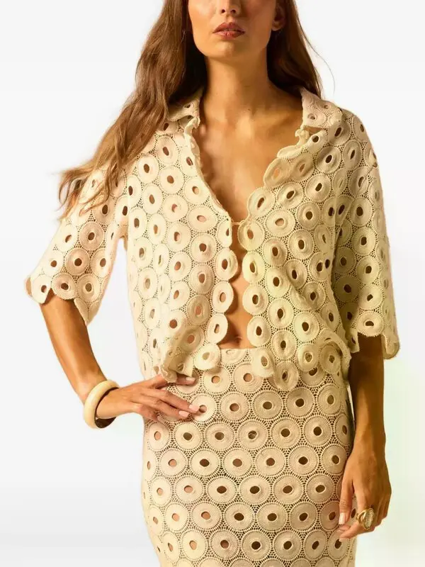 JBQ Braydon Cut-out Blouse - Neutrals