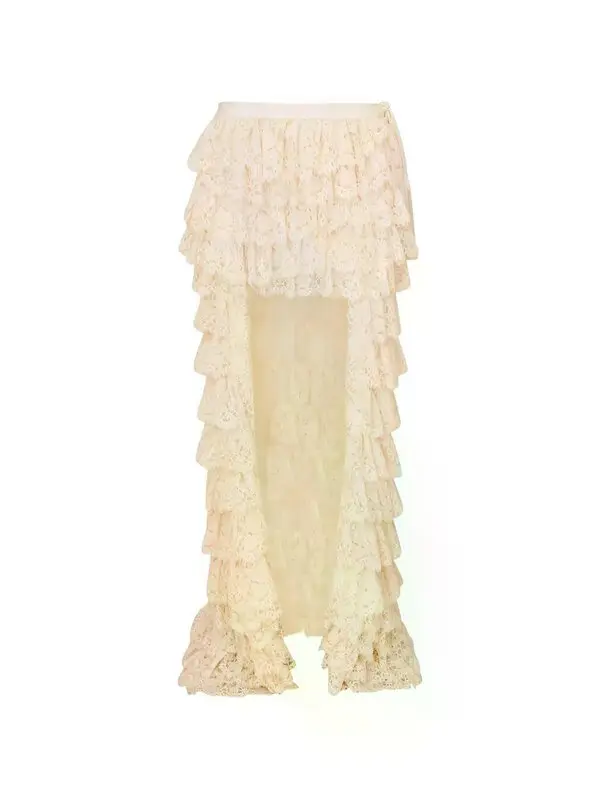 LoveShackFancy Camilia Lace Ruffled Maxi Skirt - Neutrals