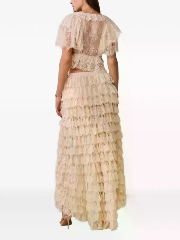 LoveShackFancy Camilia Lace Ruffled Maxi Skirt