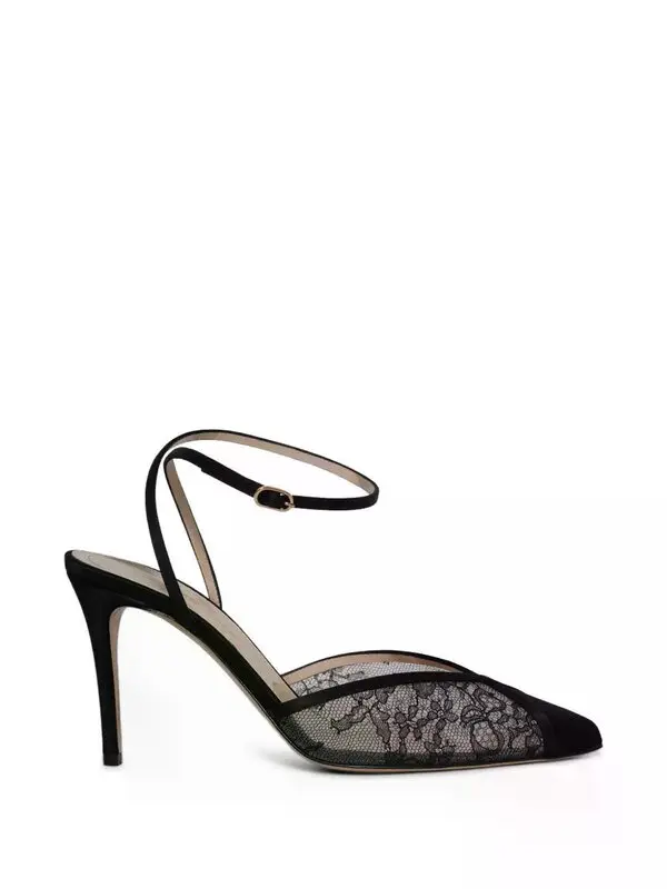 ANDREA WAZEN Lenny Lace 85 Ankle-strap Pumps - Black